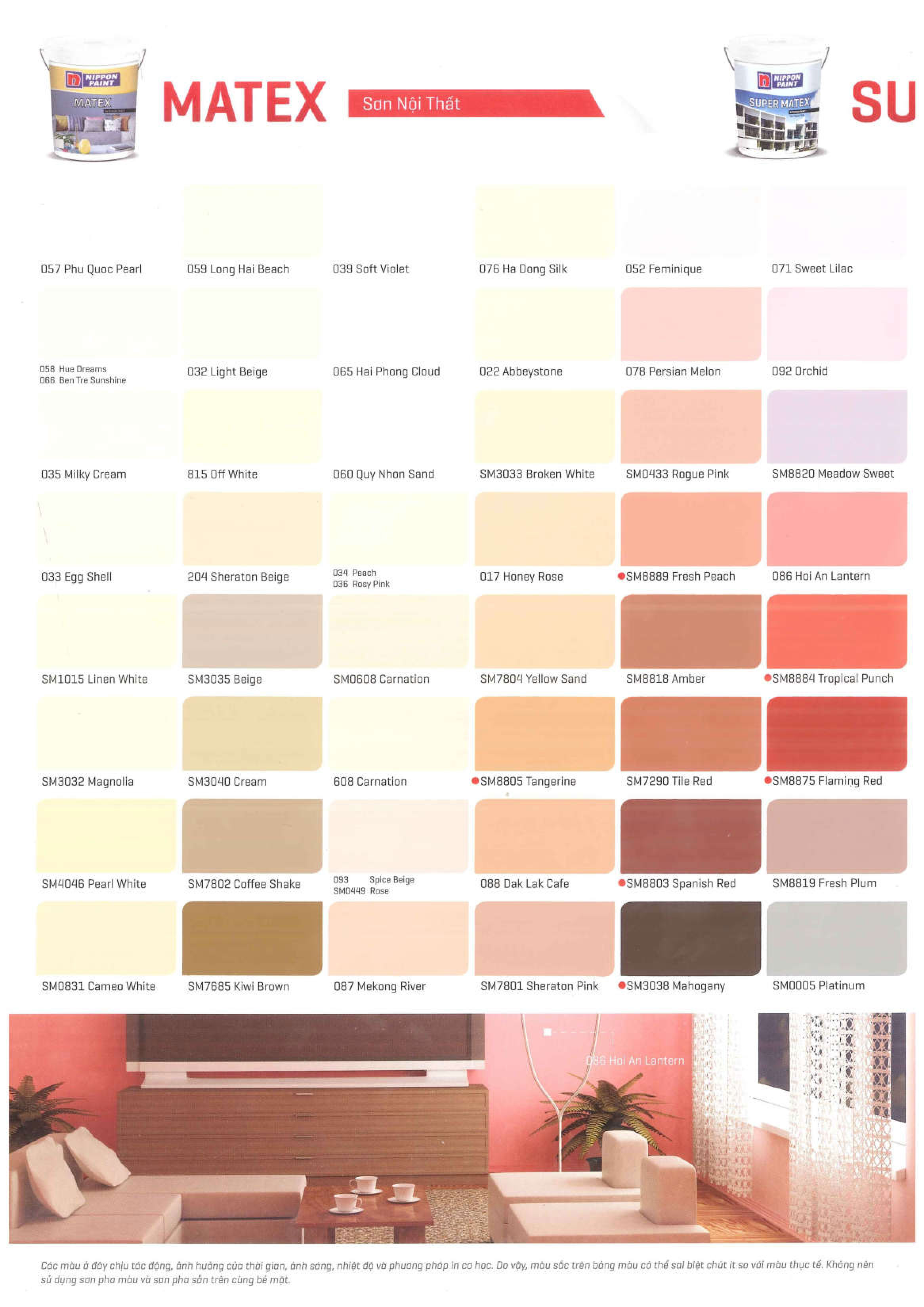 Bảng màu sơn Maxtex và Supper Maxtex