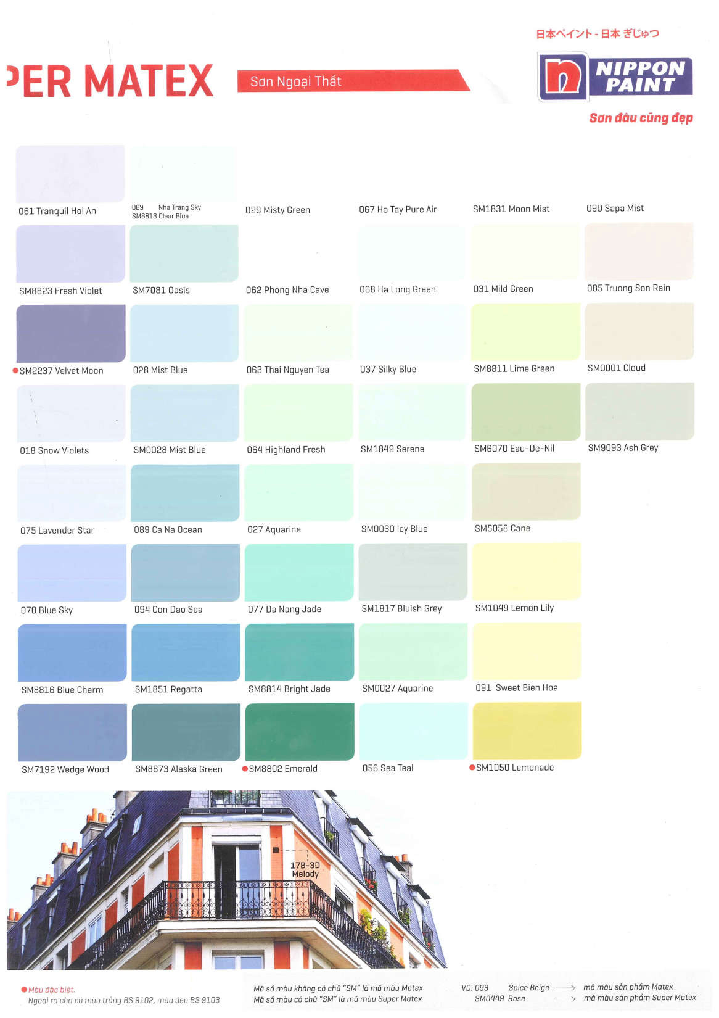 Bảng màu sơn Maxtex và Supper Maxtex